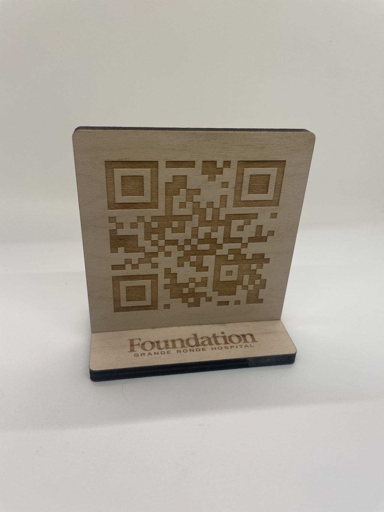 Custom Engraved Wood QR Codes With Stand | Toasted Maple