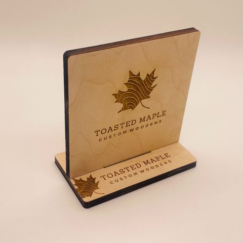 Custom Engraved Wood QR Codes With Stand | Toasted Maple