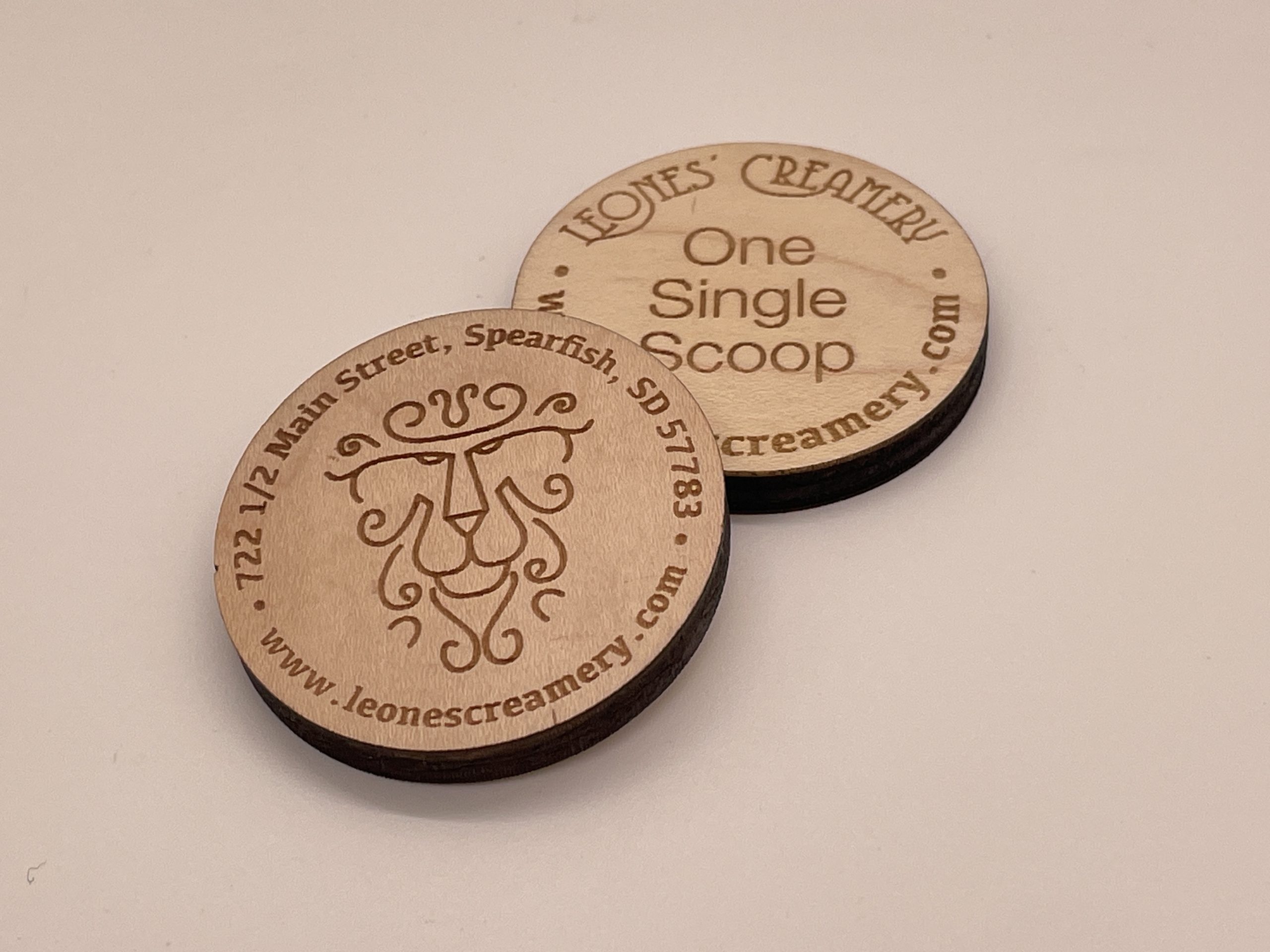 Custom Engraved Wood Nickels | Toasted Maple