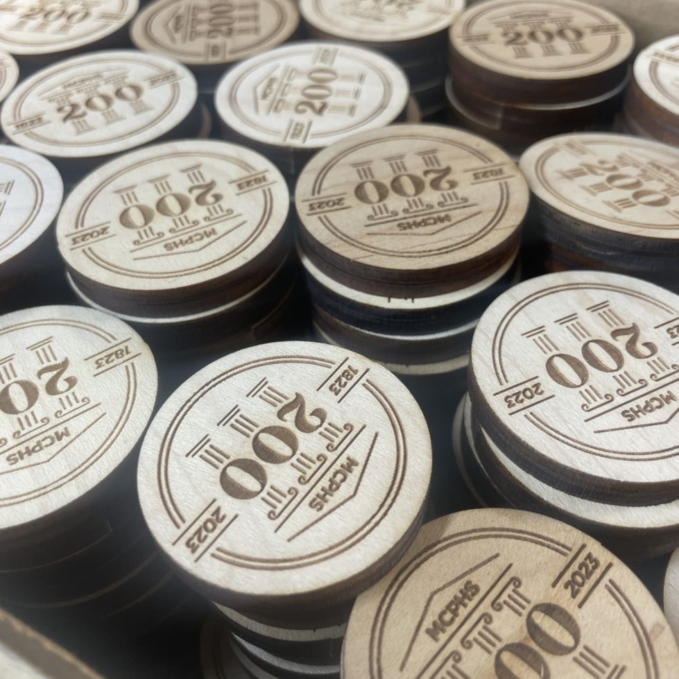 Custom Engraved Wood Nickels | Toasted Maple