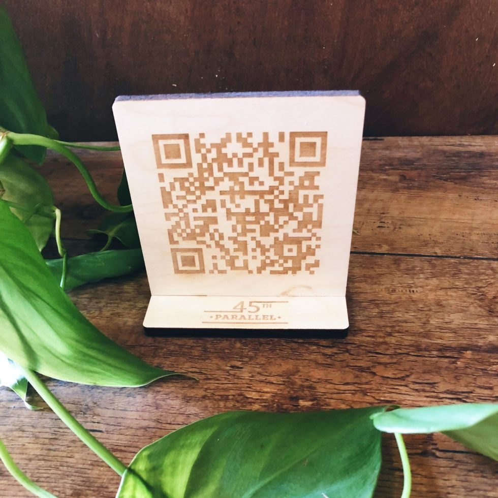 Custom Engraved Wood QR Codes With Stand | Toasted Maple
