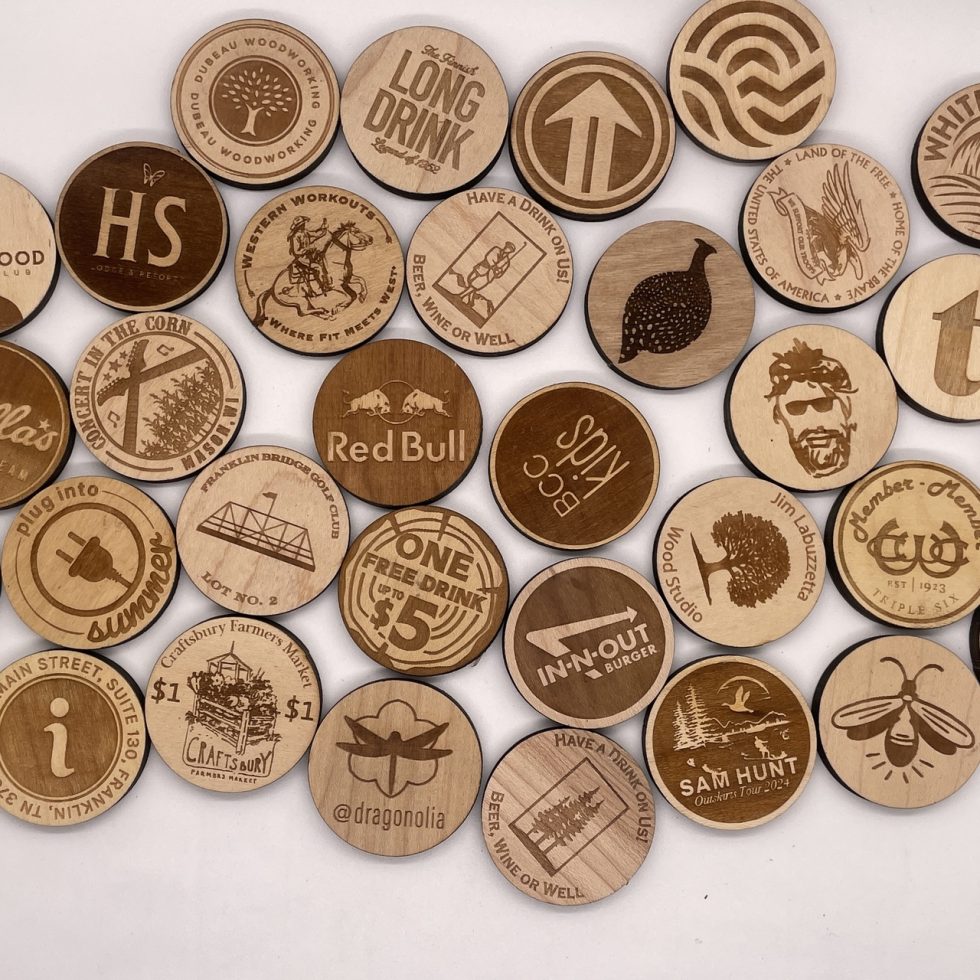 Custom Engraved Wood Nickels | Toasted Maple